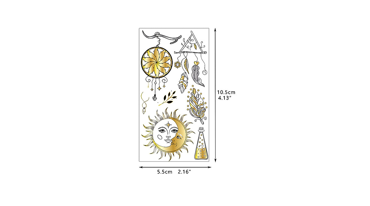 Glaryyears Metallic Gold Temporary Tattoos – 18 Pack for Women and Men
