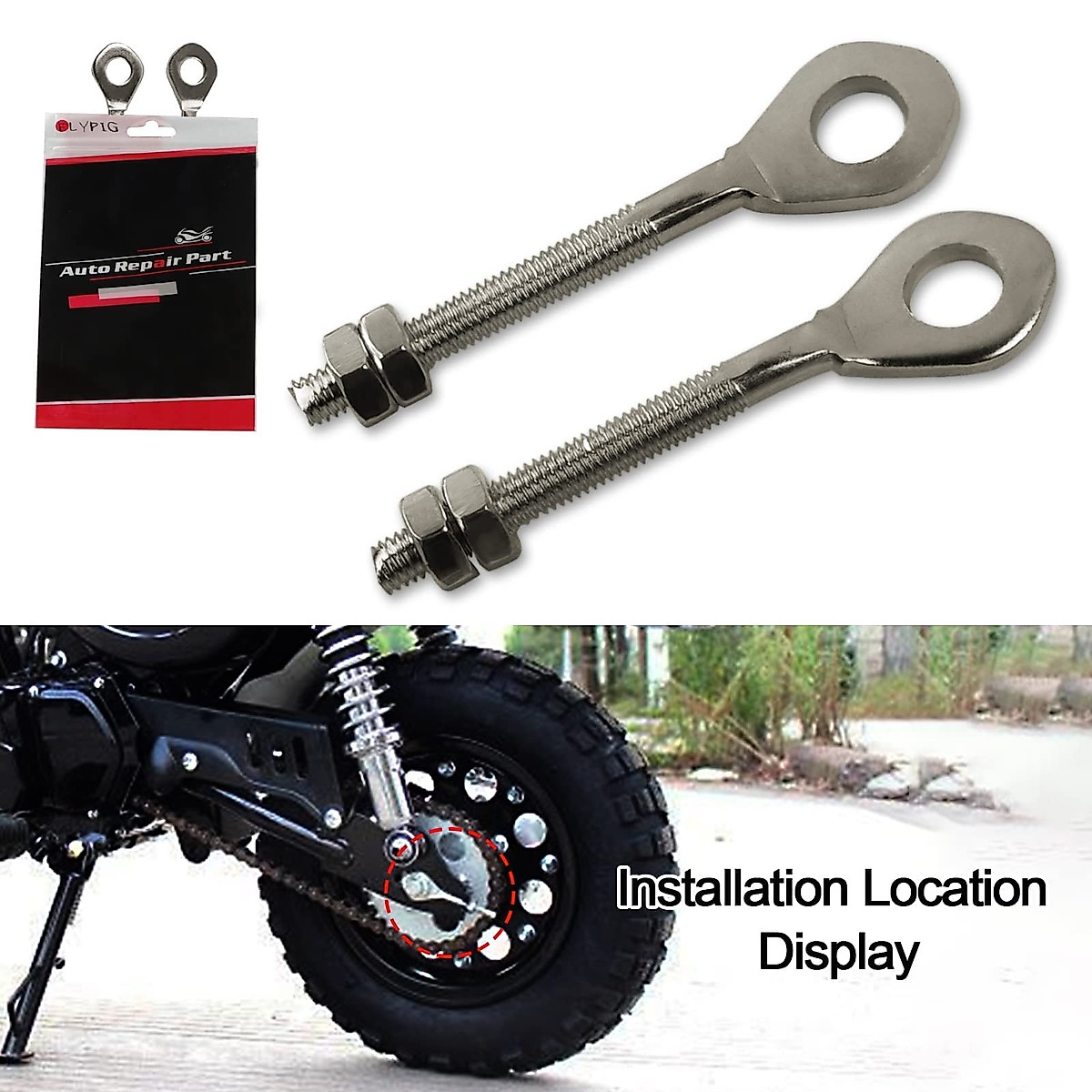 FLYPIG 0.4" 12MM Chain Axle Adjuster Tensioner for 50CC 70CC 90CC 110CC 125CC ATV Quad Dirt Bike Taotao Buyang Coolsport Kazuma Sunl Roketa CRF50 CRF70 CT70 XL75 XR50 XR70 XR80 XR100 Z50R Z50A Z50