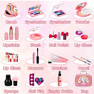 Kids Makeup Kit for Girls, Real Washable Makeup Toy for Little Girl Princess Play Make Up Birthday Gift Toy for Toddler Kid Girls Children Age 4 5 6 7 8 9 10 Year Old