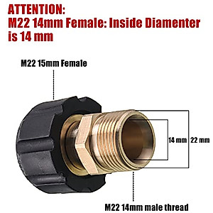PWACCS Pressure Washer Adapter, M22 15mm Female to M22 14mm Male Fitting, Power Washer Hose and Gun Coupler, 5000 PSI