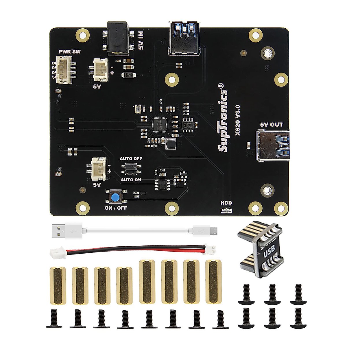 Geekworm X820 V3.0 2.5“ SATA HDD/SSD Storage Expansion Board, USB 3.0 Mobile Hard Disk Module for Raspberry Pi 3 B+/3B&2.5 Inch SATA HDD/SSD