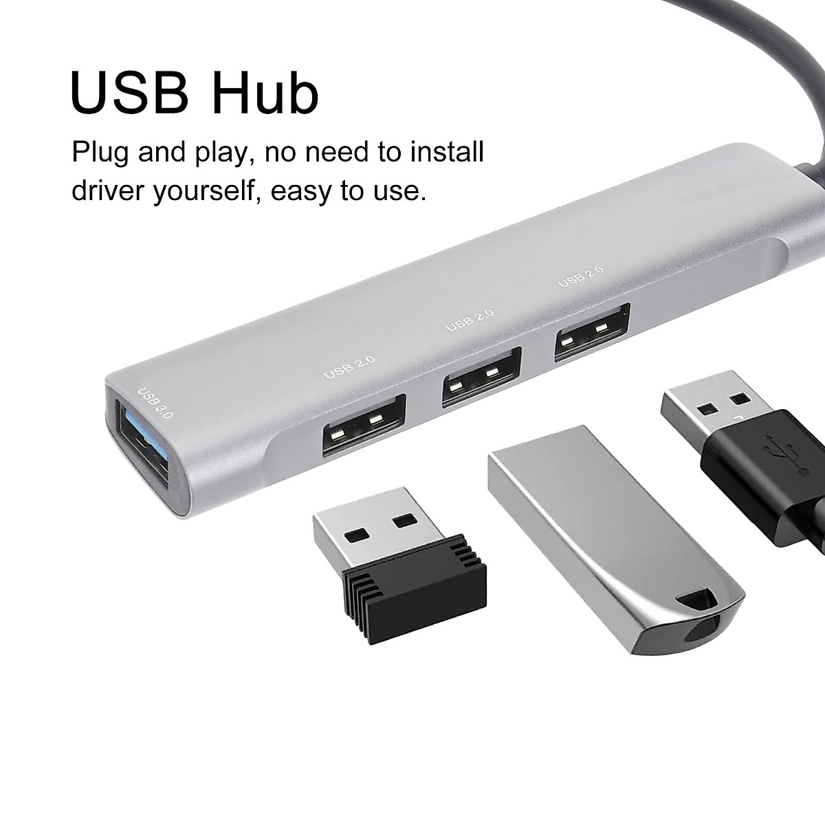 Uonlytech 4 1 hub hub 4 Port USB Hub Slim Portable Data Hub USB Docking Station USB-C to USB Portable USB HUB USB C to USB Computer Adapter Converter Black Mirrored Acrylic Multifunction