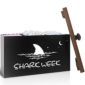 Tampon Holder for Bathroom with Lid Tampon Storage for Shark Week Bathroom Organizer Feminine Product Caddy Tampon Case Women Pad Organizer for Bathroom Tampon Storage Box Bathroom Decor Box (Black)