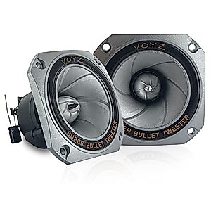 VOYZ 400 Watt 3.5” Piezo Super Horn Tweeters Aluminum Diaphragm 4-8 ohms - Silver Housing with Capacitor 1 Pair (2pcs) (PET-1944)