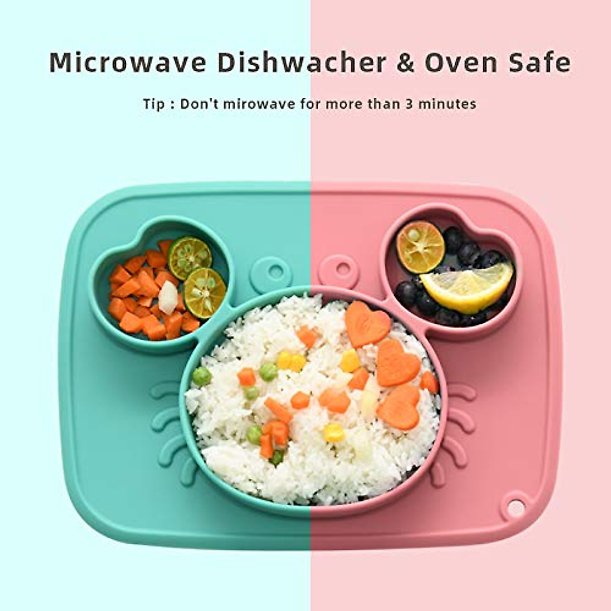 Baby Suction Plates, Non-Slip Feeding Placemat for Babies Infants Toddlers Kids Dishes, Stick to High Chair Trays and Table,Microwave Dishwasher Safe (Cute Crab, Baby Green)