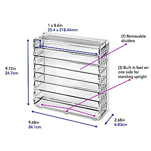 BY ALEGORY byAlegory Acrylic Makeup Eyelashes 'Lash' Organizer w/Removable Dividers Designed To Stand & Lay Flat 8 Space False Eye Lash Extension Cosmetic Storage - Clear