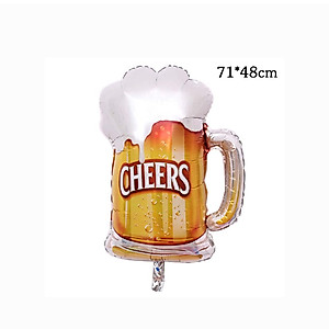 Morndew 5 PCS Happy Birthday Beer Mug Cheers Five-pointed Star Foil Balloons for Birthday Party Baby Shower Wedding Party Decorations