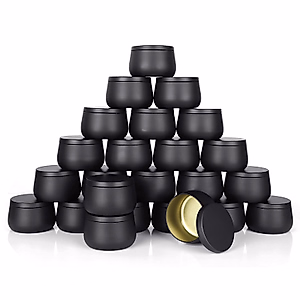 CYEAH 24 PCS Light Candle Tin, 8oz Candle Containers with Lid, Black Candle Jars for Candle Making, Arts & Crafts, Storage, Gifts, Making Party Supplies (Black)