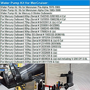 96148Q8 Water Pump Kit Impeller Kit for Mercury and Mariner Outboard and MerCruiser Alpha One Stern Drives Impeller Kit 96148A8 46-96148A8 46-96148Q8 46-96148T8 18-3217