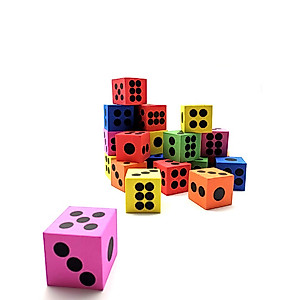 Qidiwin EVA Foam Dices, Colorful Dot Foam Dice for Kids, Building Toys,Educational Toys, Party Supplies, 6 Colors, 24 Pcs