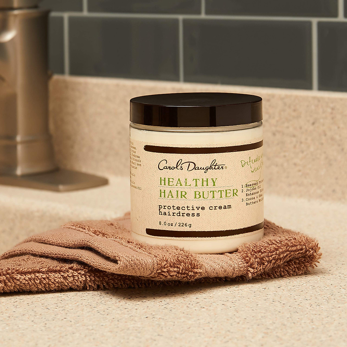 Carol’s Daughter Healthy Hair Butter Protective Cream Hairdress Curl Cream with 7 Essential Oils Shea Butter and Cocoa Butter 8 Ounce for Dry Hair and Scalp, 8 oz