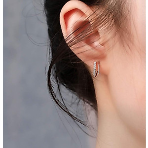 Reffeer 925 Sterling Silver CZ Crawler Earrings Wrap Cuff Earrings For Women Teen (A-Silver)