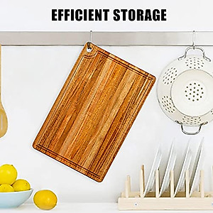 Large Acacia Wood Cutting Board for Kitchen - Caperci Better Chopping Board with Juice Groove & Handle Hole for Meat (Butcher Block) Vegetables and Cheese, 18 x 12 Inch