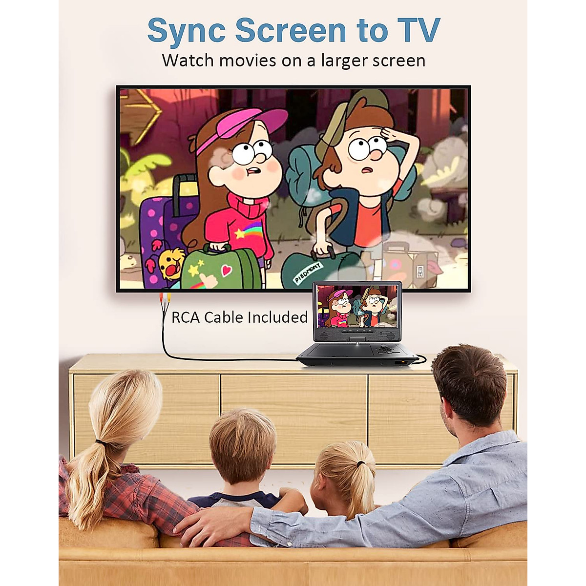 Arafuna 12.5" Portable DVD Player for Car, 10.5" HD Swivel Screen with Car Headrest Holder, 5-Hour Rechargeable Battery, Support USB/SD/Sync TV, Regions Free, Last Memory