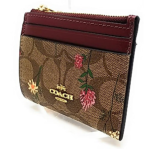 COACH Women's Mini Skinny ID Case (Signature Canvas - Wildflower Print - Khaki)