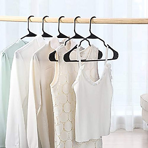 Pretigo Plastic Hangers Clothes Hangers Plastic Clothes Hangers with Notches Black Coat Hangers Plastic Hangers for Clothes Skirt Suit,(16.4 inch,50 Pack)…