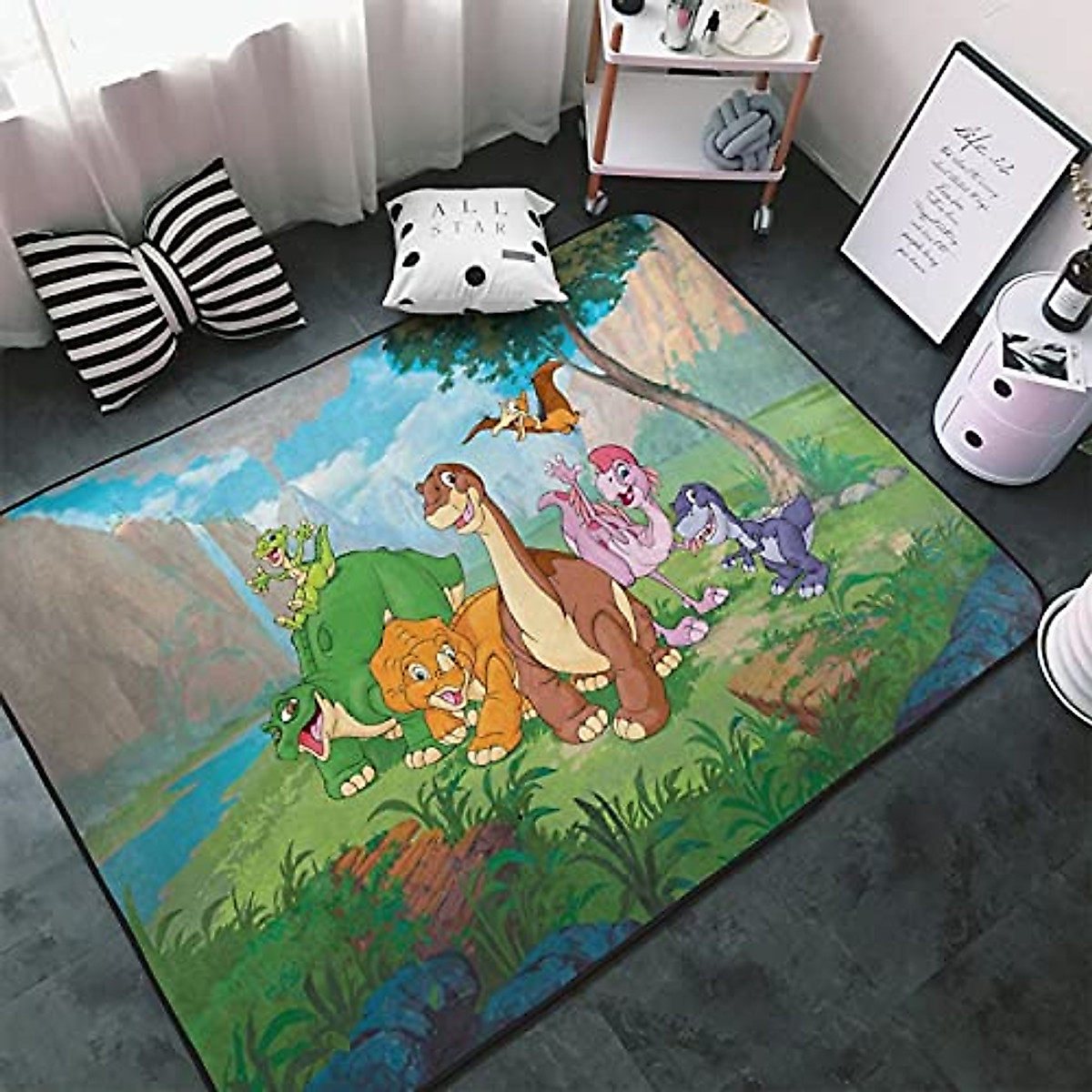 Cartoon The Land Before Time Carpet Fancy Area Rugs Throw Rugs Bedroom Rugs Floor Rugs Skin-Friendly Living Room Carpets Indoor Area Rug for Boys Girls Baby Bedroom Birthday Gifts 60×39in