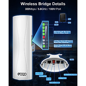 Point to Point Wireless Bridge Outdoor,5.8G 100Mbps WiFi Bridges with 14dBi Antenna 3KM Starlink WiFi Extender with Ethernet Port for Starlink and Home Internet Network Extension 2-Pack