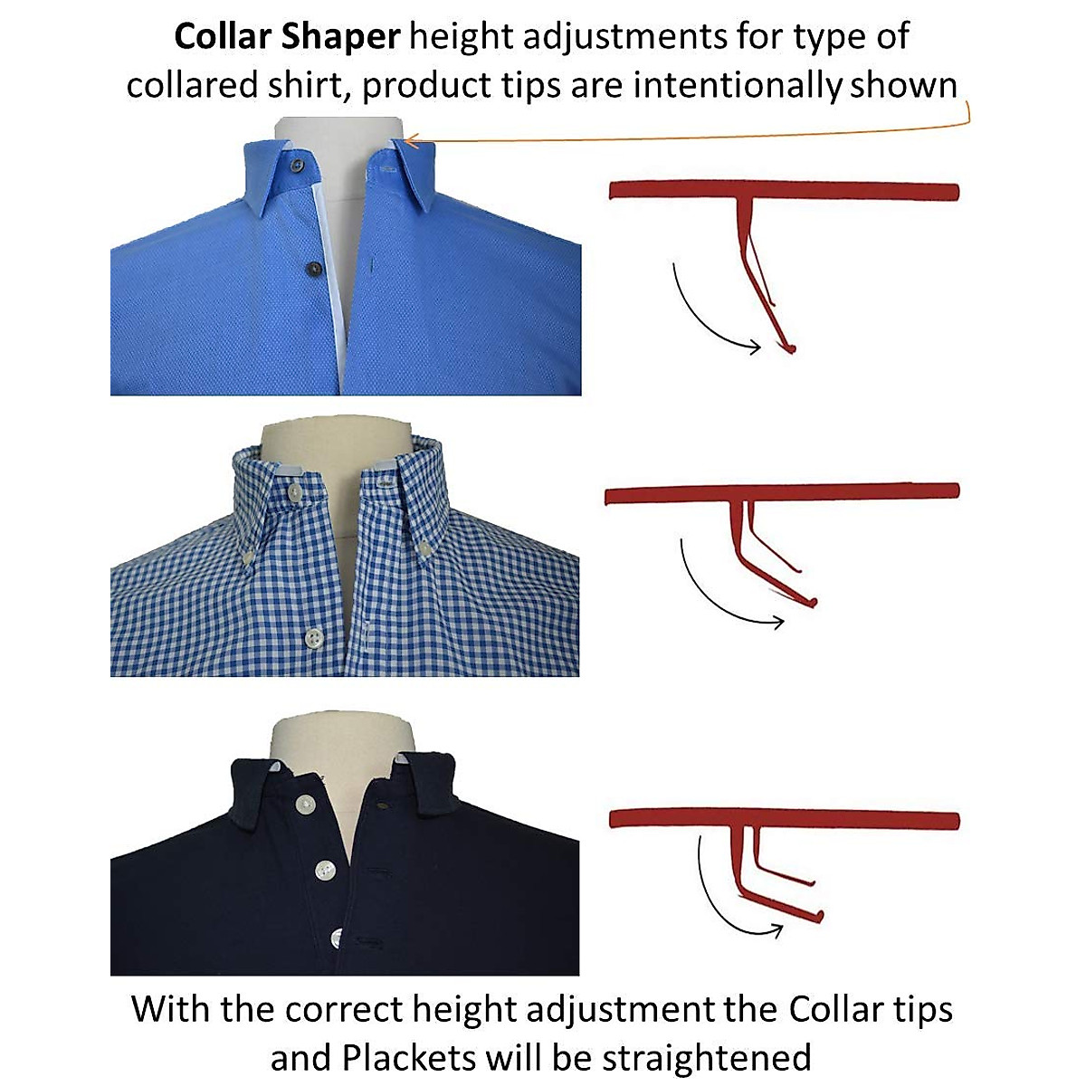 SIZE SELECTED: 16 Off-White | THE ORIGINAL Collar Support System | Collar Stays | NOT MADE of cheap, useless plastic like Copycat products.