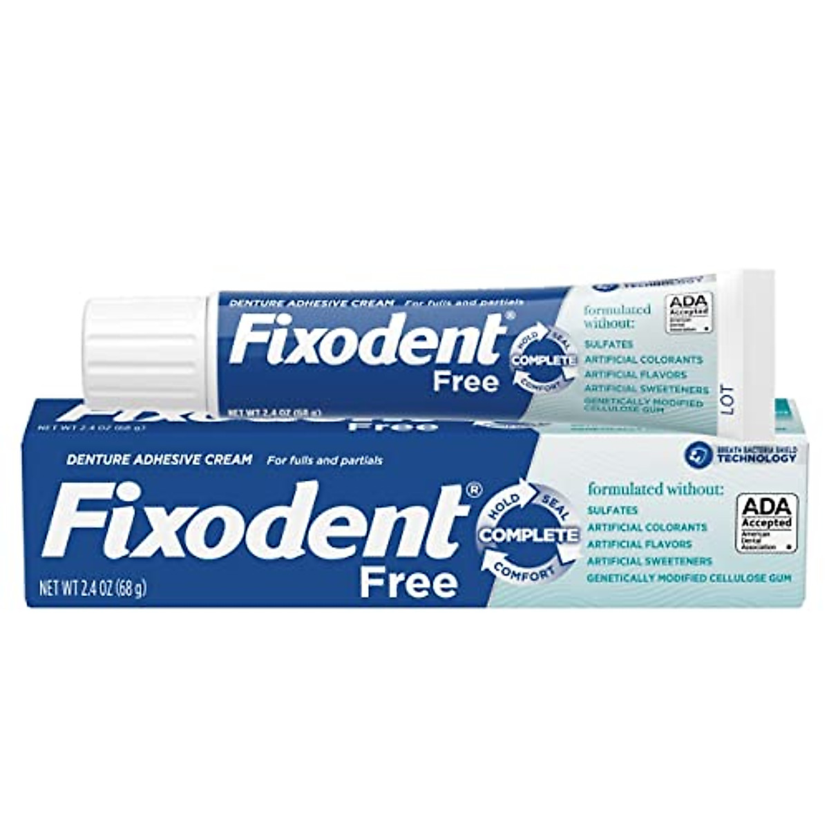 Fixodent Complete Free Denture Adhesive Cream 2.4 Oz