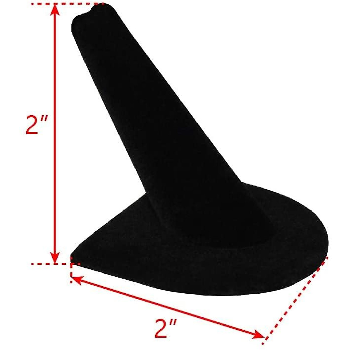 RJ Displays 2 Piece Pack Plush Black Velvet Ring Finger Jewelry Holder Showcase Display Stands to Display Rings Wedding Rings