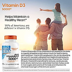Doctor's Best Vitamin D3 5,000 IU for Healthy Bones, Teeth, Heart and Immune Support, Non-GMO, Gluten-Free, Soy Free, 360 Count (Pack of 1)