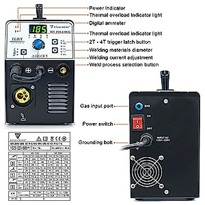 S STAHLWERK 185A Mig Welder 3 in 1 Flux MIG/Solid Wire/Lift TIG/Stick Welder 110V/220V Dual Voltage Gas/Gasless Welding Machine, White