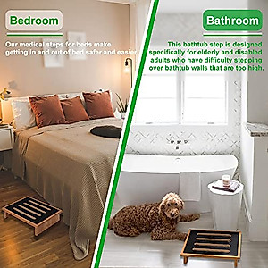 StrongTek One Step Stool for Adults with Non-Slip Rubber Stepping Surface, Portable Single Wooden Riser, 440 lb. Load Capacity for Kitchen, Bathroom, or Bedside, Kid and Senior Support (Natural)