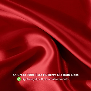 THXSILK 100% Natural Mulberry Silk Pillowcase for Hair and Skin Luxury 6A Grade 1 Pack Mulberry Silk Pillow Cases with Hidden Zipper Closure, King, Red