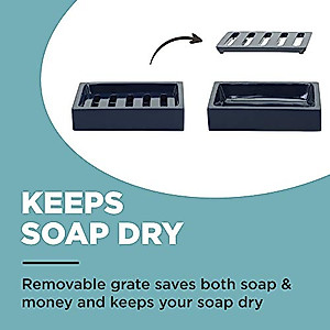 Zenna Home Smart 3-Piece Bathroom Accessory Set: Dispenser for Hand Sanitizer, Lotion, Plus Toothbrush Holder and Soap Dish, Navy