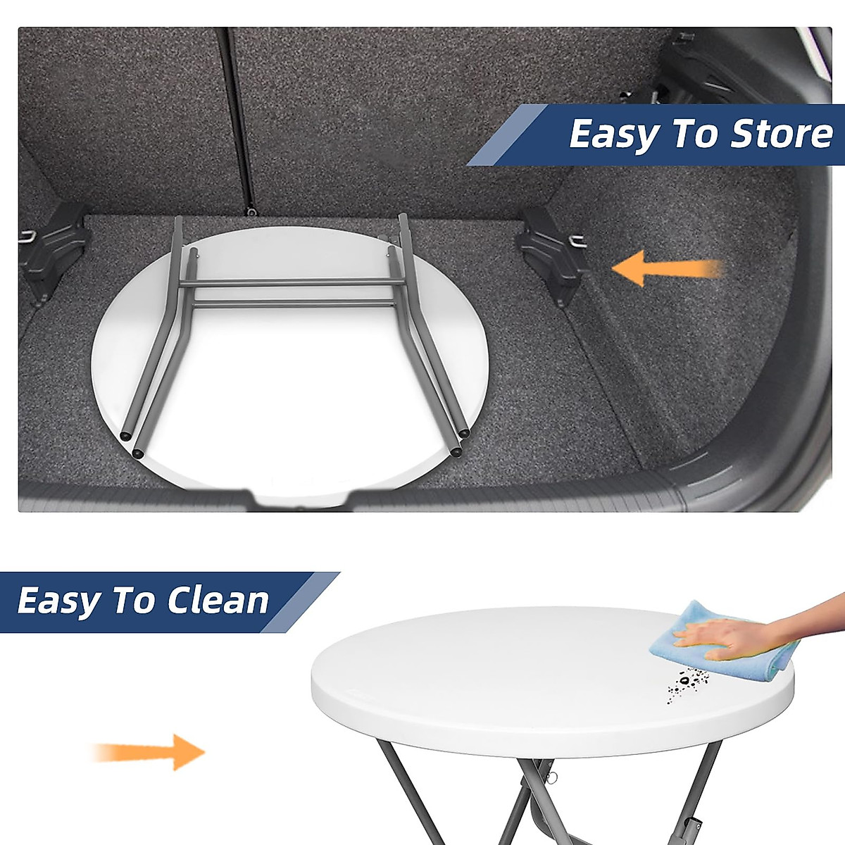 Byliable 32in Cocktail Folding High Top Table Bar Height Plastic Round Folding Table Indoor Outdoor with Removable Legs for Parties, Patio, Dining Room, Wedding