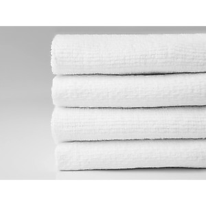 Sticky Toffee Blank Kitchen Towels Dish Towels White 100% Cotton, Set of 4, Tea Towels for Crafting Embroidery, Dual-Texture Flat Woven Side and Terry Side, Oeko-Tex Cotton, 28 in x 16 in