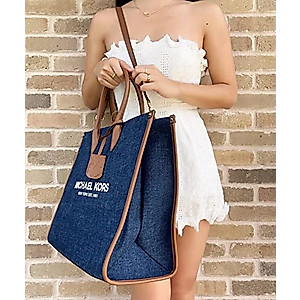 Michael Kors Mirella Large Tote Bag with Adjustable Strap (Indigo)