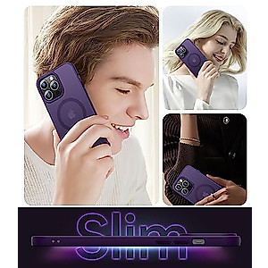 Kocanasi 𝗡𝗘𝗪 Magnetic for iPhone 14 Pro Max Case [Compatible with MagSafe] [10FT Military Grade Drop Tested] Slim Translucent Matte Case for iPhone 14 Pro Max Phone Case, Deep Purple (6.7")