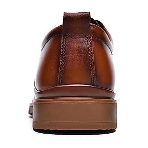Men's Oxford Dress Shoes Fashion Derbys Formal Business Work Shoe for Men Genuine Leather Upper Lace Up Durable Rubber Sole Brown 11