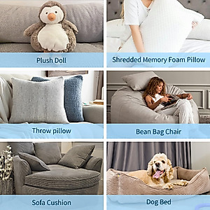 Jecqbor Bean Bag Filler, 10lbs Shredded Memory Foam Filling, Soft Pillow Stuffing Bean Bag Refill Foam for Couch, Cushion, Stuffed Animals, Dog Bed, Arts Crafts