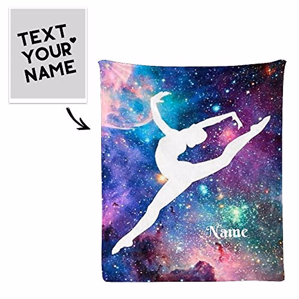 CUXWEOT Custom Blanket with Name Text Personalized Music Dance Galaxy Soft Fleece Throw Blanket for Gifts (50 X 60 inches)