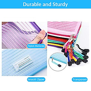 Sooez 20 Pack Zipper Mesh Pencil Pouches, 10 Colors Mesh Pencil Case Pencil Pouch Bulk, Pencil Bags Pouches with Zipper Bulk, A6 Small Mesh Bags with Zipper for Cash, Travel Office Home