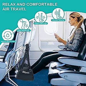 Airplane Foot Hammock | Adjustable Travel Footrest with Memory Foam | Portable Footrest Under Desk for Work Or Travel Relaxation | Comfortable Flight Carry-on Foot Rest - Black