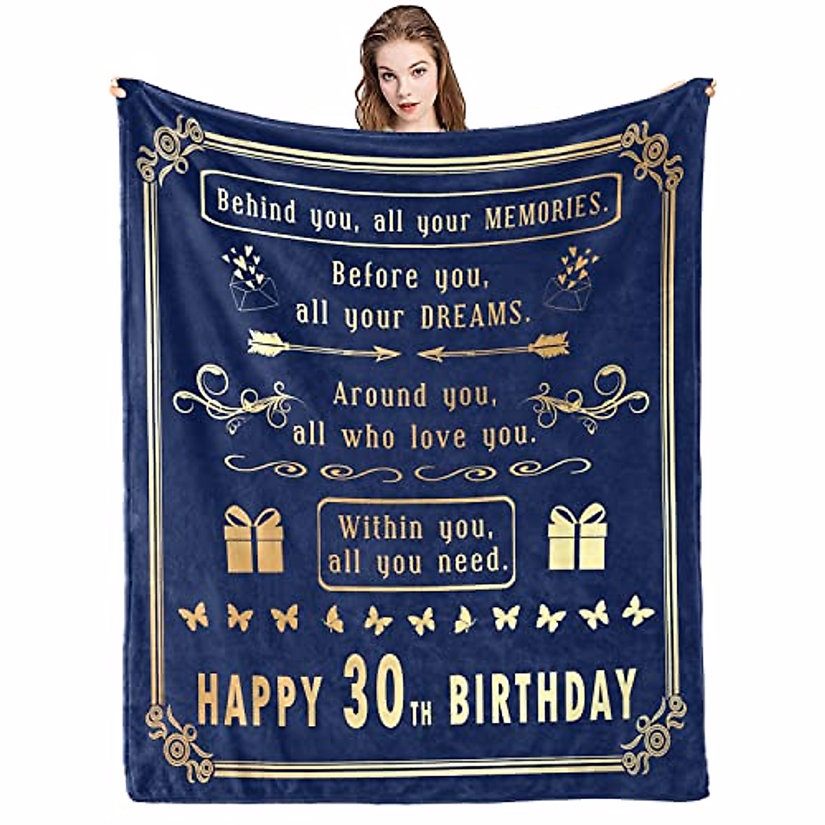 Happy 1992 30th Birthday Gifts Blanket for Women,30th Birthday Gifts for Women 60"x50",30th Birthday Gift Idea for Wife Sister Friends,30th Birthday Decorations Throw Blanket,Unique 30th Birthday Gift