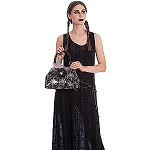 Lost Queen Killian Spiderweb Vintage Kisslock Handbag Glitter Spider Brooch Purse