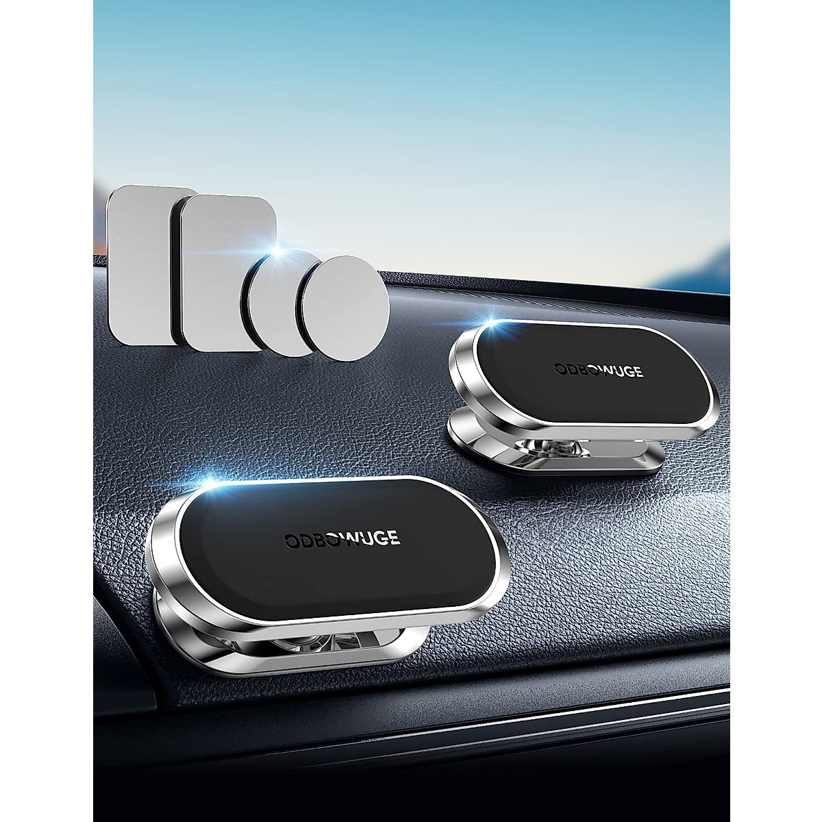 odbowuge [2 Pack Magnetic Phone Holder for Car[Upgrade Magnet] Phone Mount for Car,Car Phone Holder Mount 360 Adjustable, Dashboard Car Mount Fits Samsung iPhone etc All Smartphones