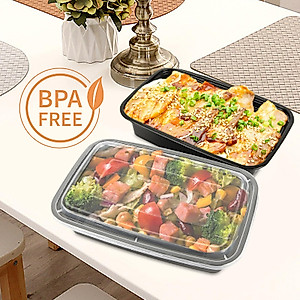 MUXHEL 20 Pcs 34 Oz Meal Prep Container Reusable, 1-Compartment Food Container Box with Lid, Microwave Safe Plastic Take Out Container with Lid for Meal Prep (BPA Free)