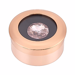 BENECREAT Rose Gold Stainless Steel Jewelry Gift Boxes with Velvet Cushion and Clear Glass Window, 1.3x0.6inch Gemstone Display Box for Small Gemstone Diamond Storage