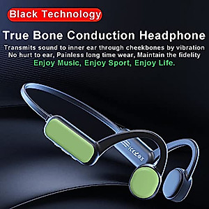 AYI Swim Headphones True Bone Conduction Open Ear Headset MP3 Player Built-in 16G Memory IP68 Underwater Waterproof Stereo Bluetooth Earphone for Driving Bicycling Running Skiing-Green