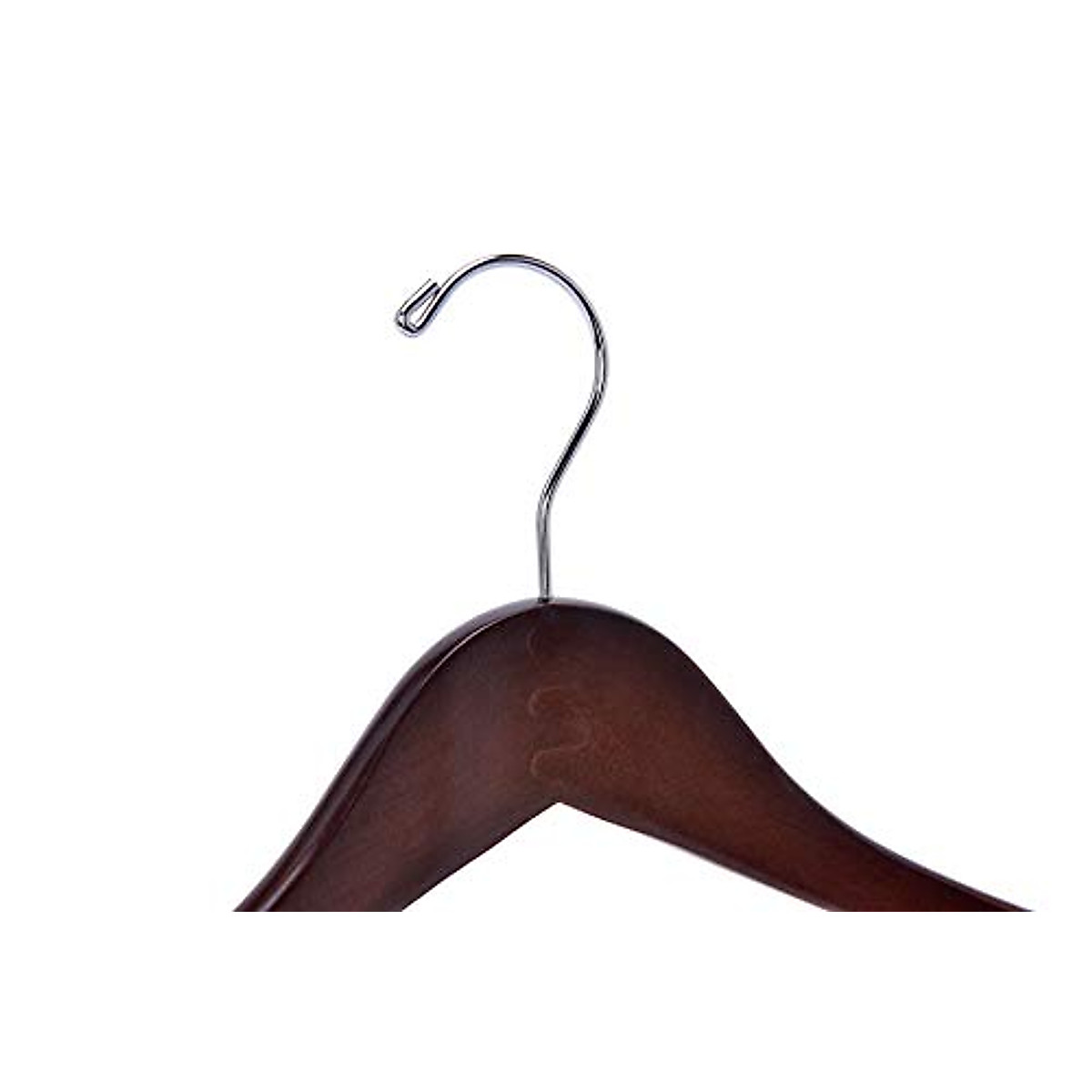 Quality Wooden Curved Coat Hangers, Suit Hangers, Smooth Solid Wood Pants Hangers, Swivel Hook, Coat, Jacket, (Walnut - Chrome Hook, 5)