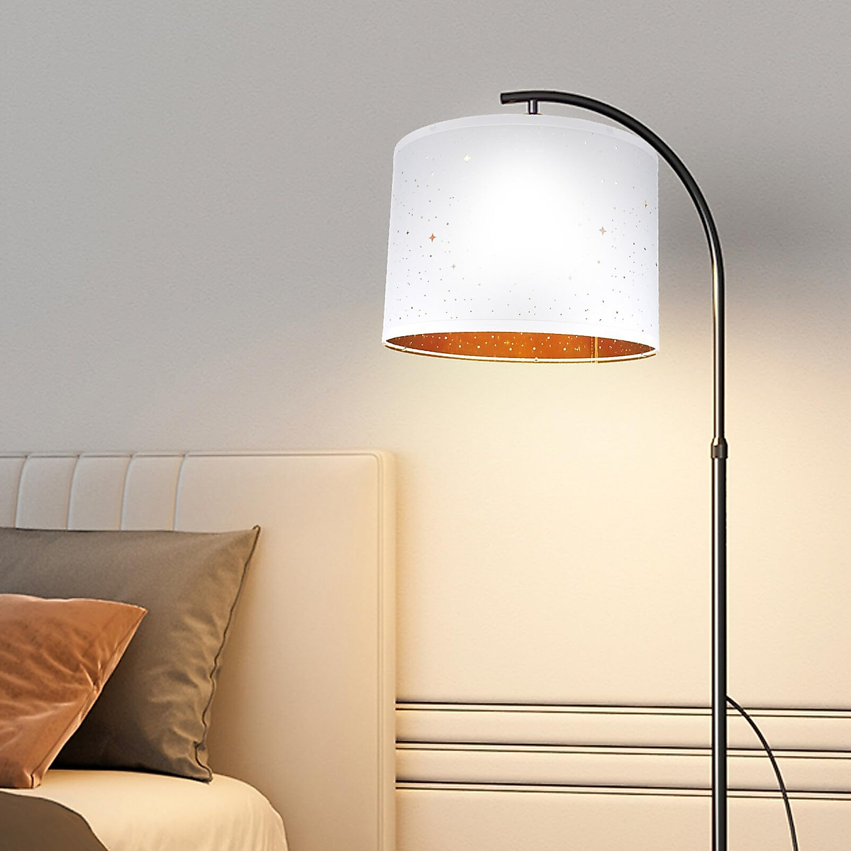 Didiseaon Drum Lampshades, Medium Lampshades 12.97 Top X12.97 Bottom X9.43 High, Fabric Lampshades Star Pattern Lampshade for Table Lamps Floor Lamps, Spider Fitter Type