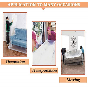 AKEfit Plastic Chair Covers Protectors Heavy-Duty Couch Cover for Sofa, Waterproof Dustproof Clear Moving Bags for Armchair or Recliner, Against Cat Dog Clawing, Transparent, SLSFZ-11C-S