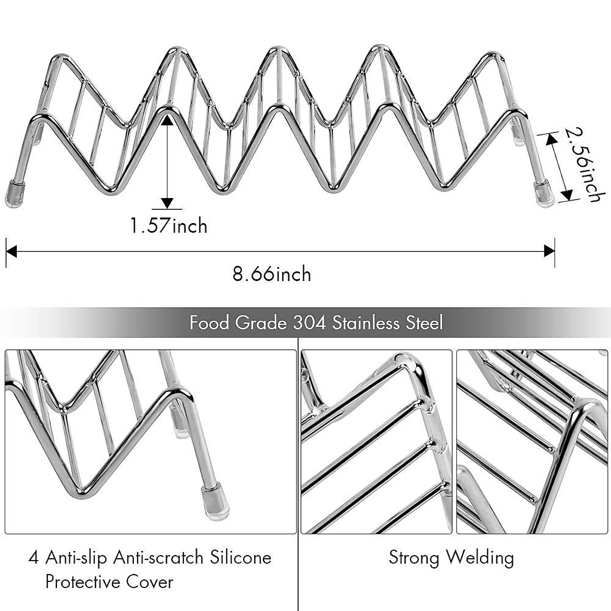 Taco Holders set of 2,Stainless Steel Taco Shell Holder Stand,Taco Tray Plates for Taco Bar Gifts Accessories,Holds 4 Tacos Each,Oven Safe for Baking, Dishwa sher and Grill Safe
