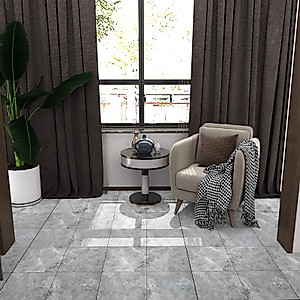 VEELIKE Vinyl Floor Tiles Peel and Stick 12''x12'' Dark Grey Marble Flooring Tiles Self Adhesive Waterproof Floor Vinyl Sticker Tiles Decorative for Bedroom Bathroom Kitchen Walls Basement 4 Pack